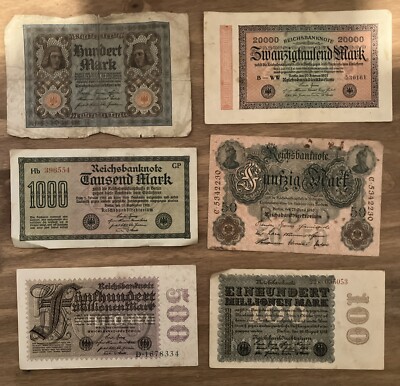 Lot Of 6 X Germany Banknotes. All Different. Dating 1910-1923 | eBay UK