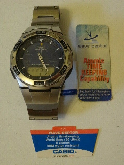 Casio Wave Ceptor 2735 Wva-105h Digital & Analog World Time 5 ATM Watch ...