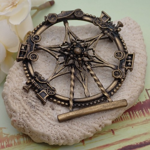 Vintage Bronze Tone Car Train Theme Ferris Wheel Pin Brooch | eBay