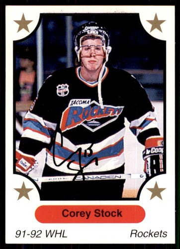 1991-92 7th Inning Sketch WHL Cory Stock IP Signed Auto Tacoma Rockets ...