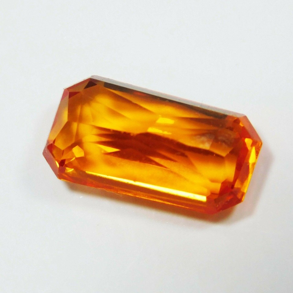 9.10 Ct Emerald Cut Natural Orange Sapphire CERTIFIED Loose Gemstone ...