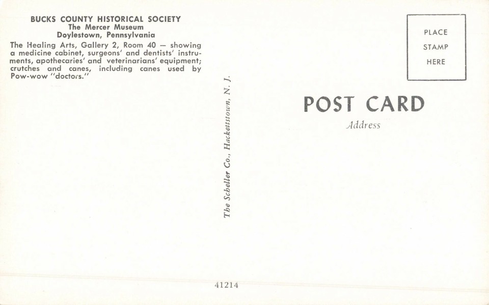 Postcard Healing Arts Gallery Mercer Museum Doylestown Pennsylvania | eBay