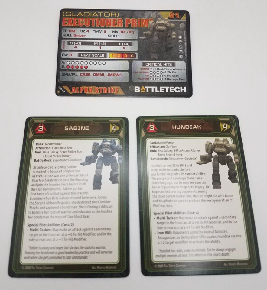 Battletech Clan Invasion - Executioner (Gladiator) *Mech & Cards* | eBay