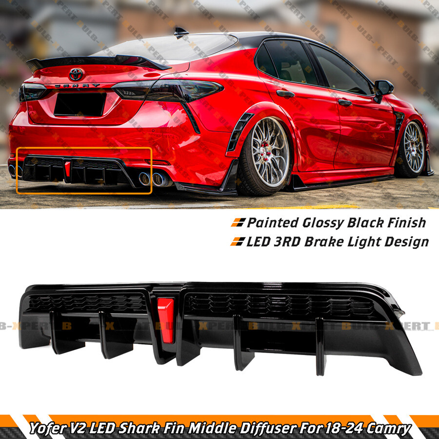 2018-2024 Toyota Camry SE XSE Yofer V2 Gloss Black LED Rear Bumper ...