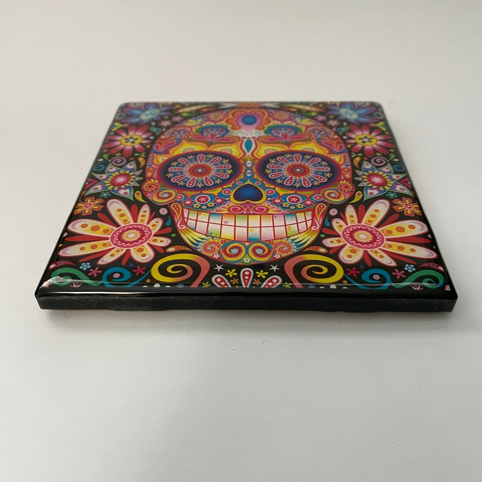 Day of the Dead COASTER Custom Tile Ceramic Sugar Skull Barware ...