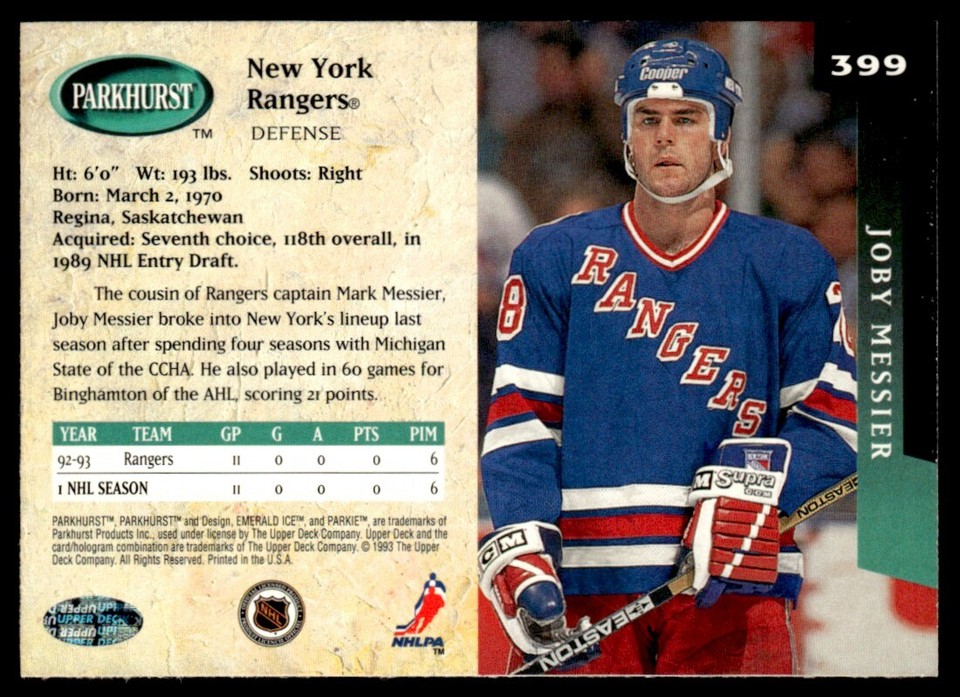 1993-94 Parkhurst Emerald Ice JOBY MESSIER #399 Rangers FREE Ship! | eBay