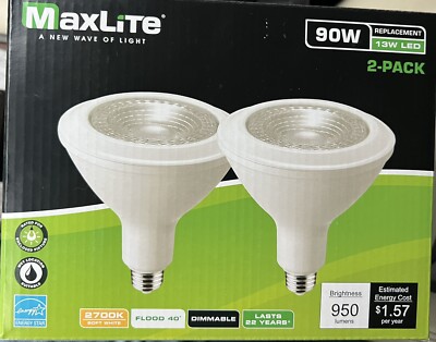 2 MaxLite 13W LED Dimmable BULB 90W Replacement 2700K Flood Light ...