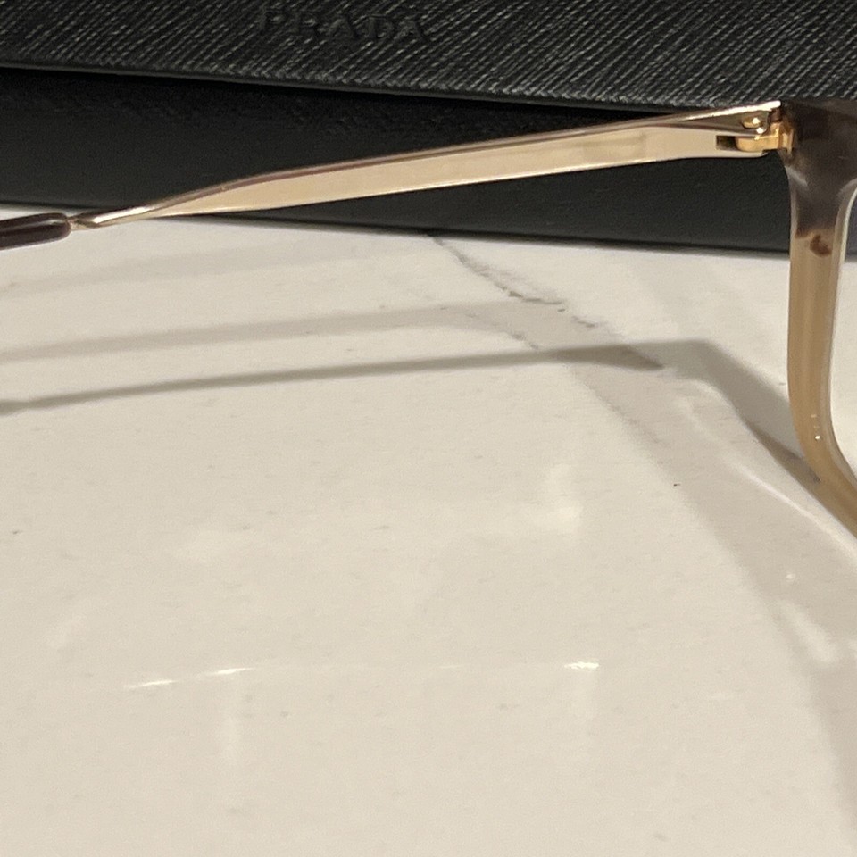 PRADA VPR18Q ROZ-1O1 53mm Brown Top Beige Browline Eyeglasses Frames ...