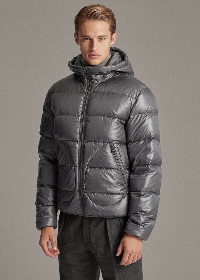 Ralph Lauren Purple Label Mens Mackay Goose Down Grey Ripstop Hooded ...