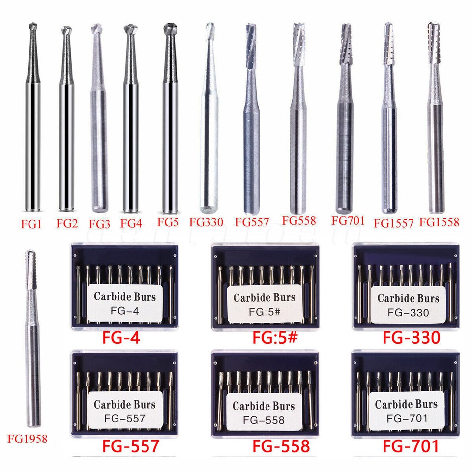 10-100pcs Dental Tungsten Carbide FG Burs Round Bur For High Speed ...