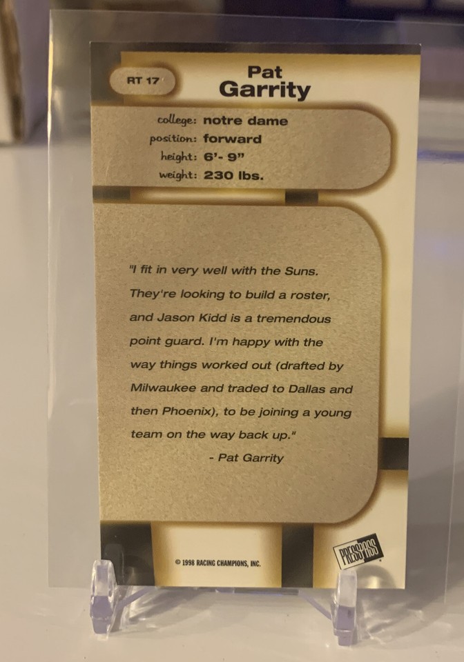 1998 Press Pass Basketball Double Threat Retros #R17 Pat Garrity Notre ...