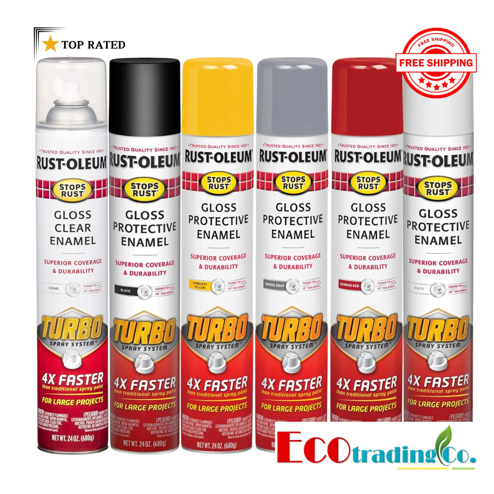 Rust-Oleum 334128 Stops Rust Turbo Spray Paint, 24 oz, Gloss (Select ...