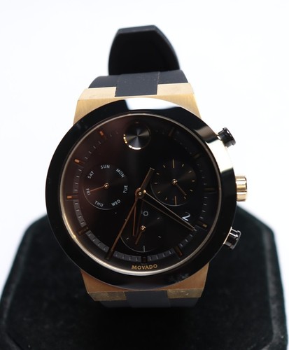 Movado 3600712 BOLD Fusion Gold Stainless Black Silicone Men's Watch ...
