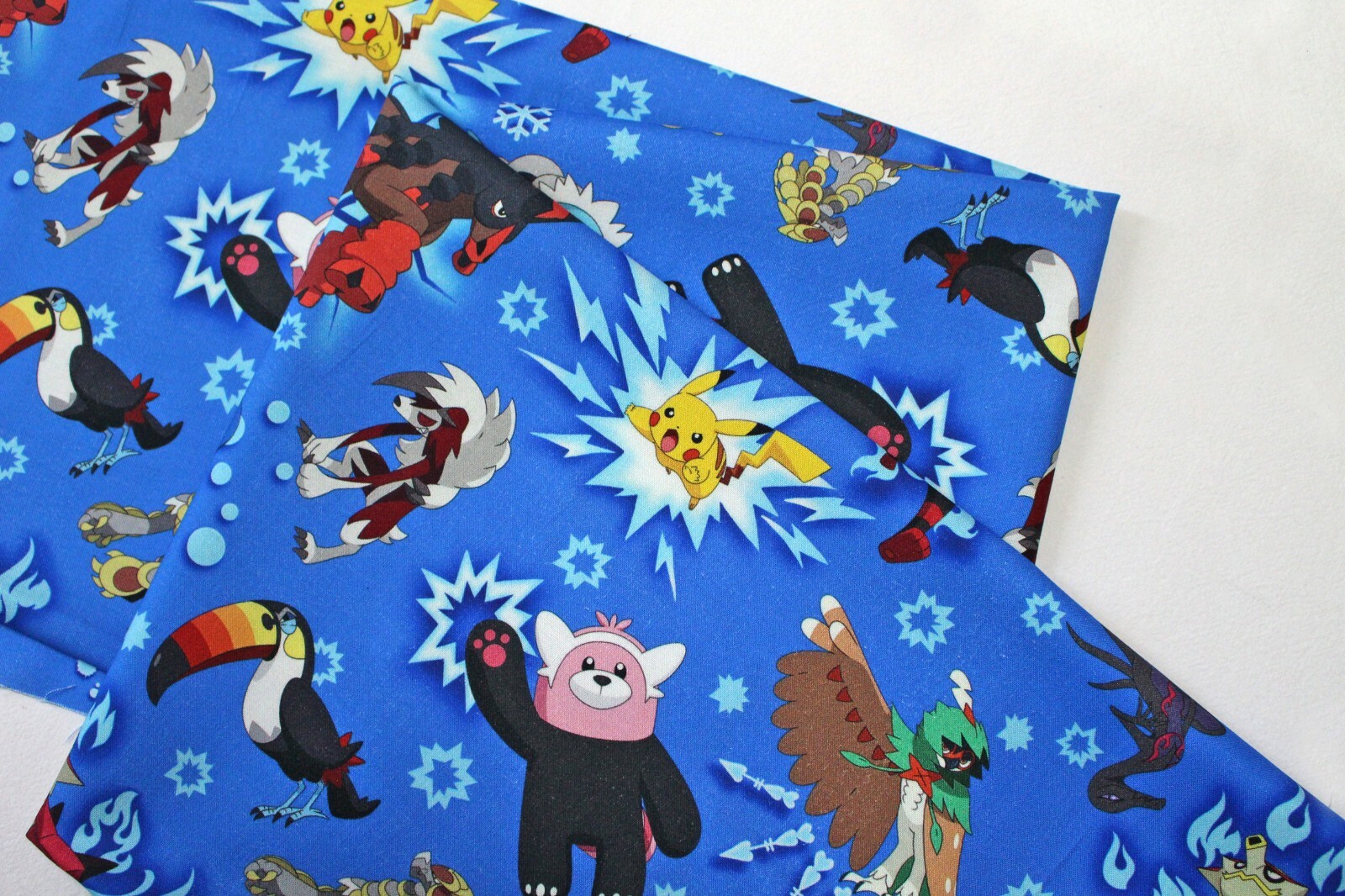 Half Yard Pokemon fabric Blue Sun & Moon Pikachu Character Fabric ...