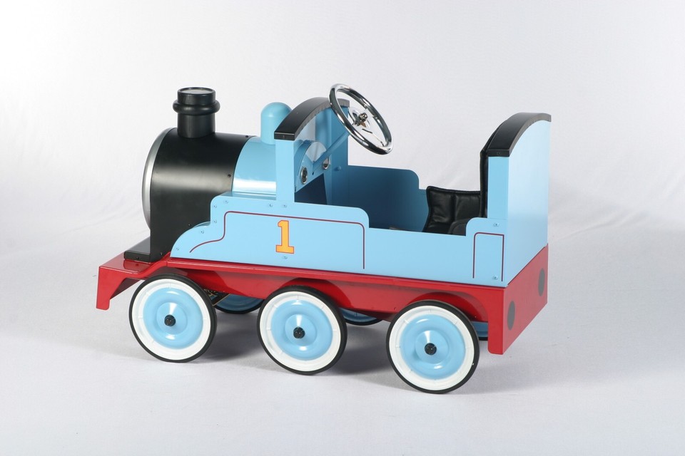 Blue Classic Vintage-Style Metal Train Pedal Car - Full Size Perfect ...