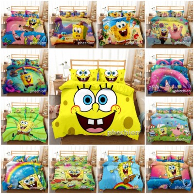 3D SpongeBob SquarePants Bedding Set Quilt Duvet Cover Pillowcase ...