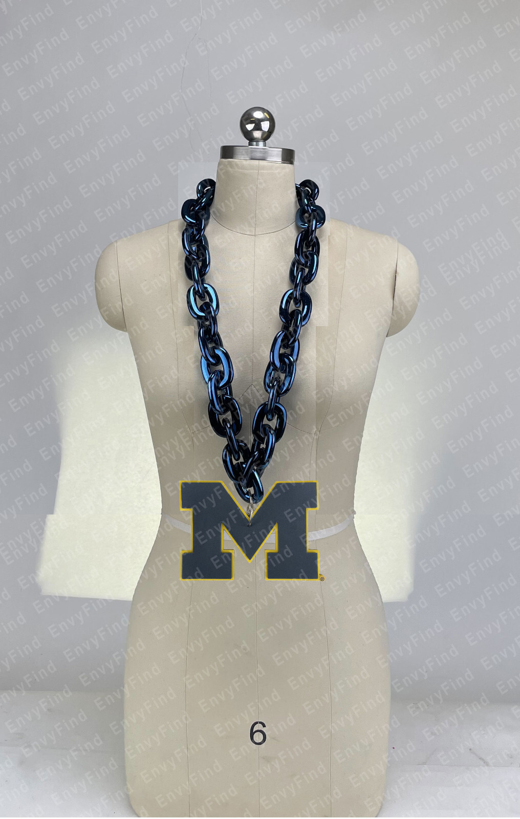 New U of Michigan Wolverines Jumbo Navy Big Fan Chain Necklace Foam MI ...