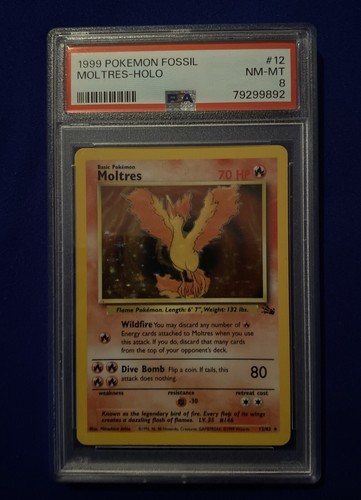 1999 POKEMON MOLTRES 1ST EDITION HOLO RARE 12/62 BASE SET FOSSIL PSA 8 ...