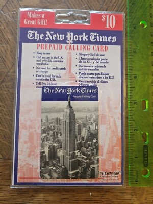 1990s The New York Times $10 prepaid CALLING CARD Empire State Building ...