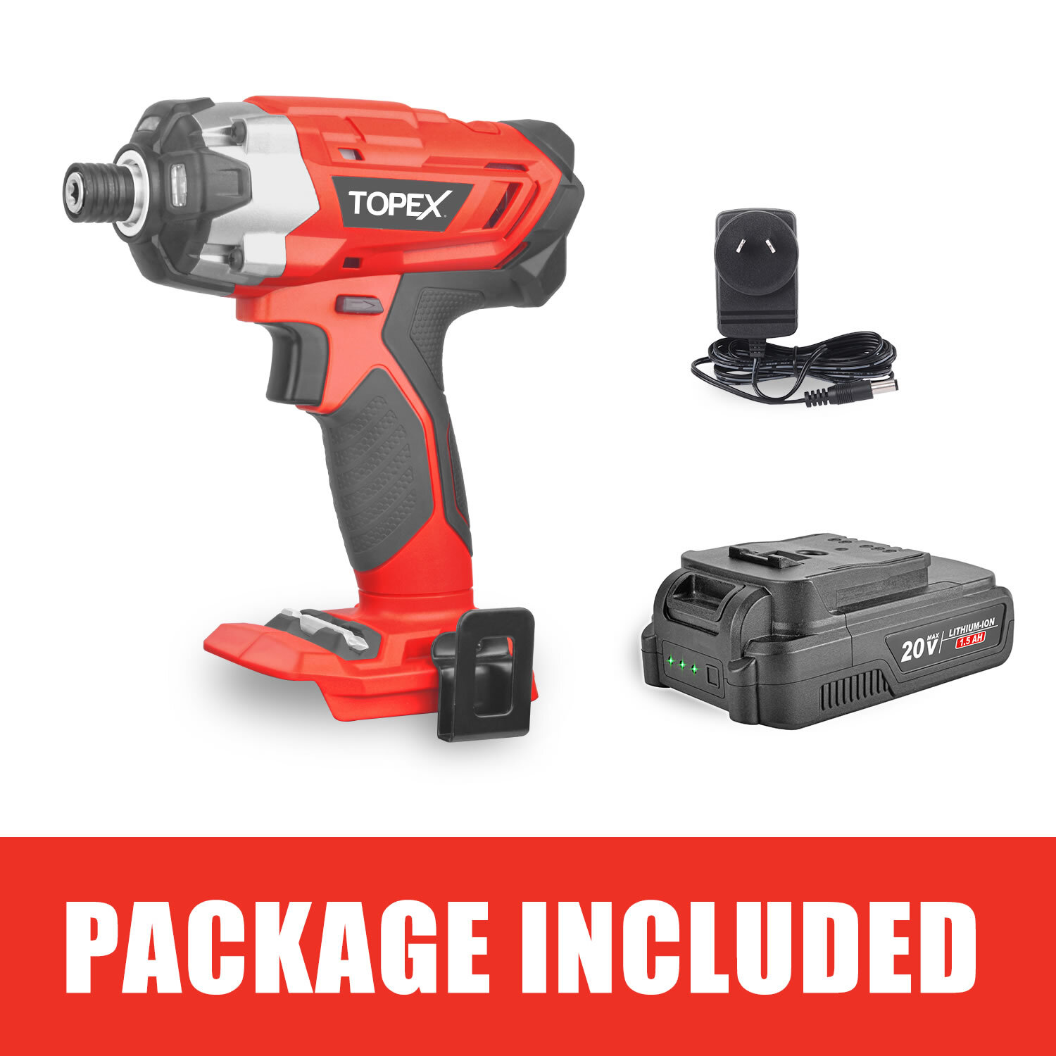Topex Cordless Impact Driver 1 4 Hex Drive W 20v Li Ion Battery