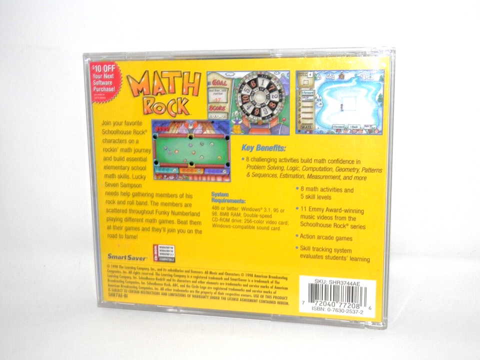 School House Rock! Math Rock CD ROM Software PC Windows 1998 Activities ...