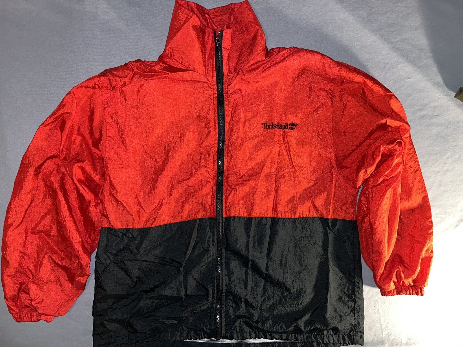 Vintage Timberland Red/Black Windbreaker Jacket Zip A… - Gem