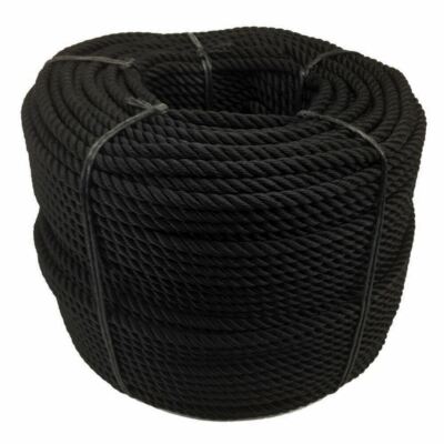 14mm Black 3 Strand Nylon Rope x 35 metres, Anchor Boat Mooring Yacht ...