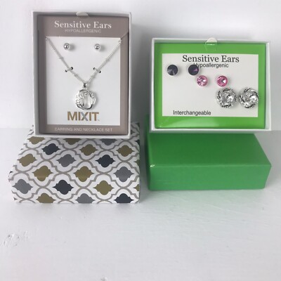 Sensitive Ears Set Of 1 Necklaces/earrings Set 3 Pair Of Earrings Mixit ...
