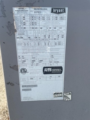 Bryant RTU 8.5-ton Commercial HVAC Heating and Air Conditioning Roof ...