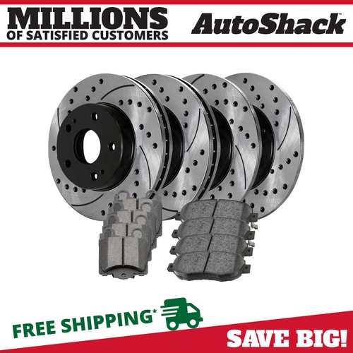 Front & Rear Drilled Slotted Brake Rotors Black & Pads for Lexus SC430 ...