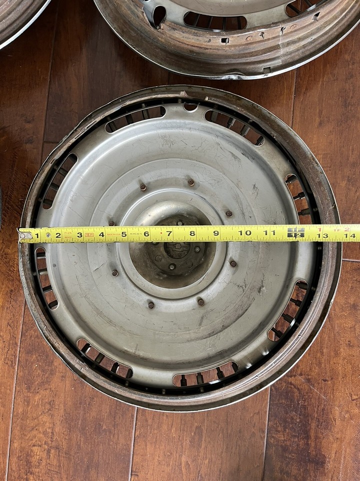 VINTAGE 1960's CHEVY NOVA IMPALA SS THREE BAR WIRE SPINNER HUBCAPS ...