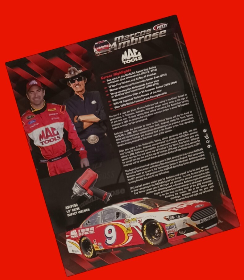 2013 Nascar Signed Marcos Ambrose #9 Cup Series Handout Hero Card | eBay