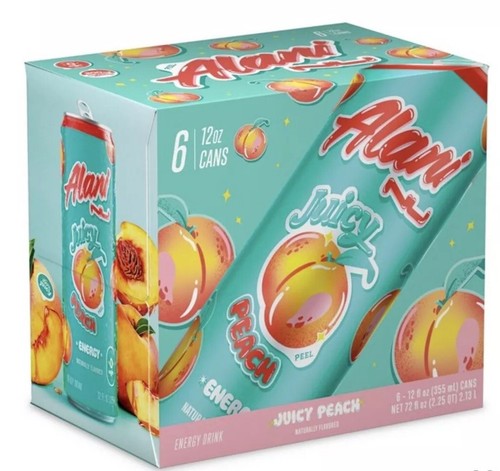 Alani Nu RARE Juicy Peach Energy Drink / Pre-Workout 6-Pack Full Size ...