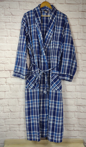 Robes King Blue Plaid Robe Housecoat Belt Pockets Mens 2XL/3XL ...