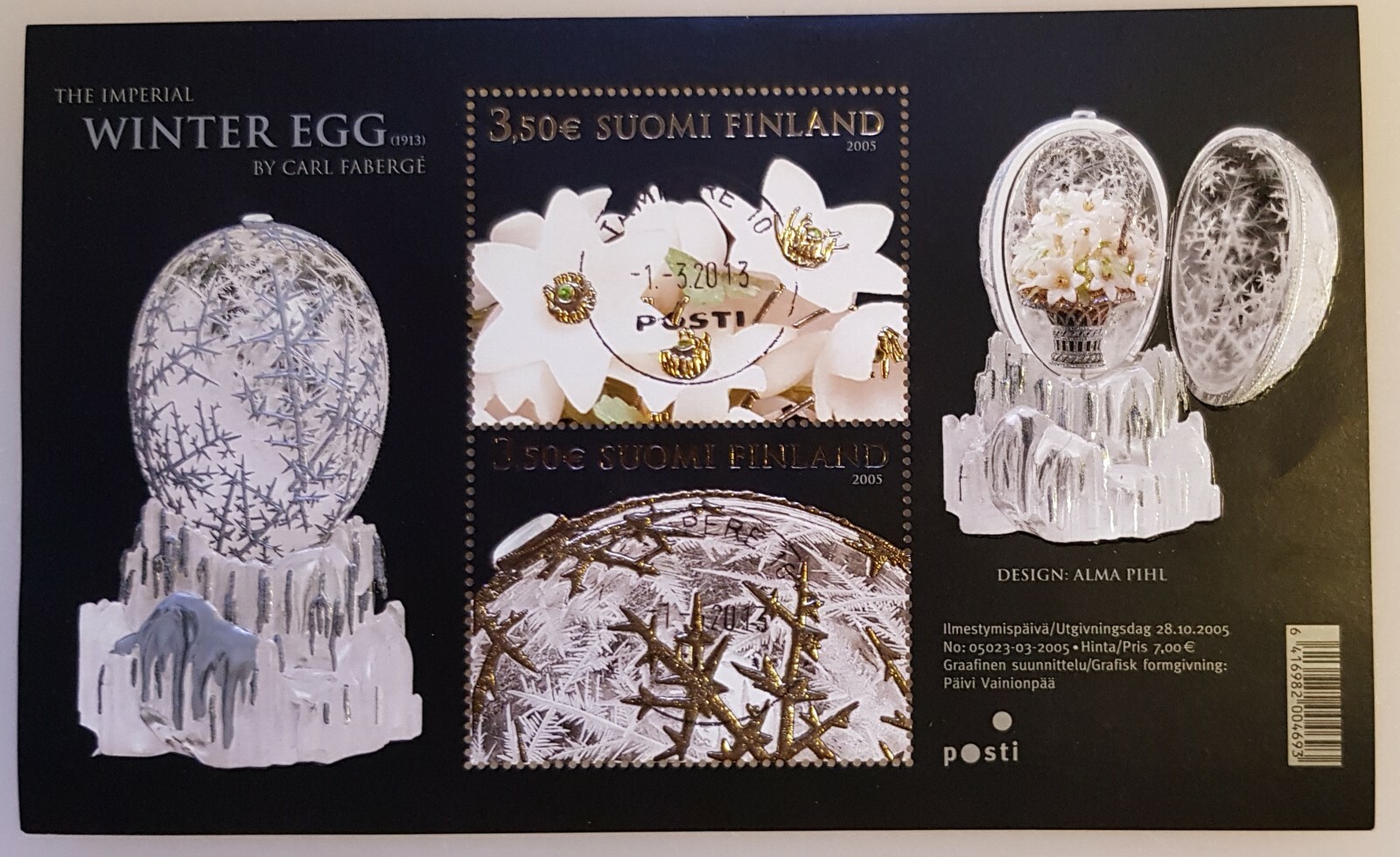 Faberge Winter Egg Stamp Block Finland Gold And Silver Sheet 2005 ...