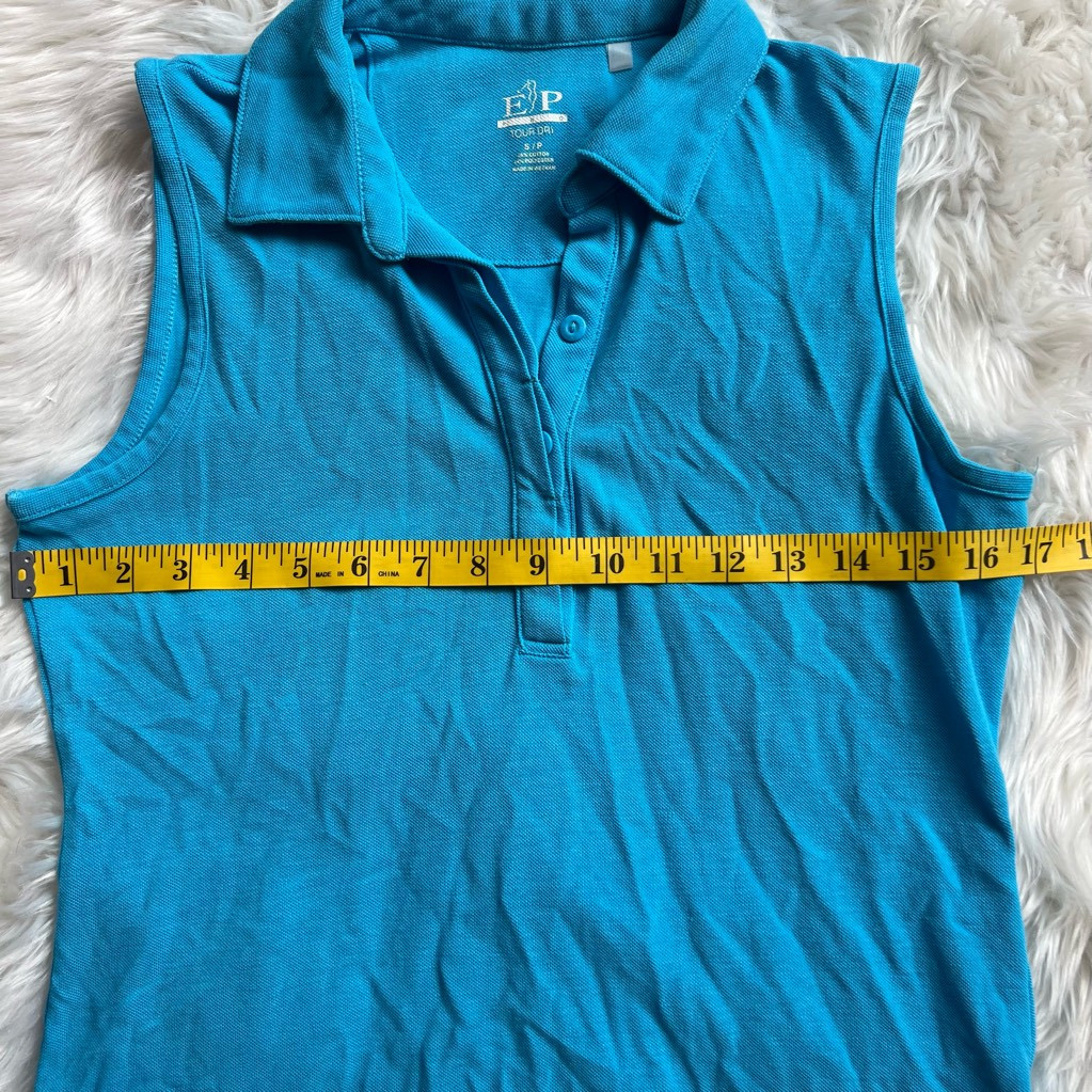 EP Pro Womens Golf Polo Shirt Solid Blue Sleeveless C… - Gem