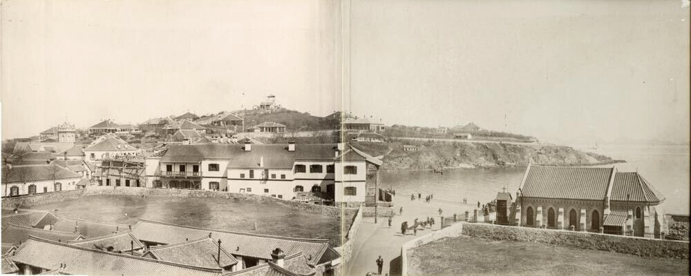 1890's PHOTO CHINA - PANORAMA CHEFOO YANTAI TWO PLATE | eBay