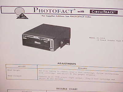1975 OLSON CAR AUTO 8-TRACK STEREO TAPE PLAYER SERVICE SHOP MANUAL ...