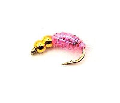 3 Grayling BOMB Flies UV Pink SHRIMP Scud NYMPH Trout Fly Fishing Size ...