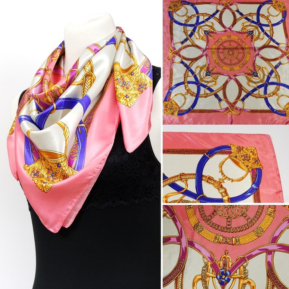 Ladies Fashion Silken Satin Square Scarf - Large 35 x 35 | eBay