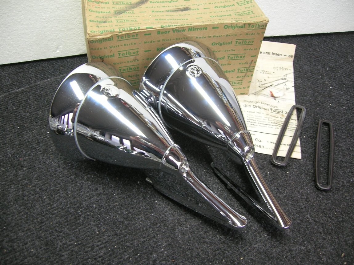 BLUE CONVEX CHROME TALBOT 333 MIRRORS PORSCHE 911 MB AUDI BMW VW JAGUAR ...