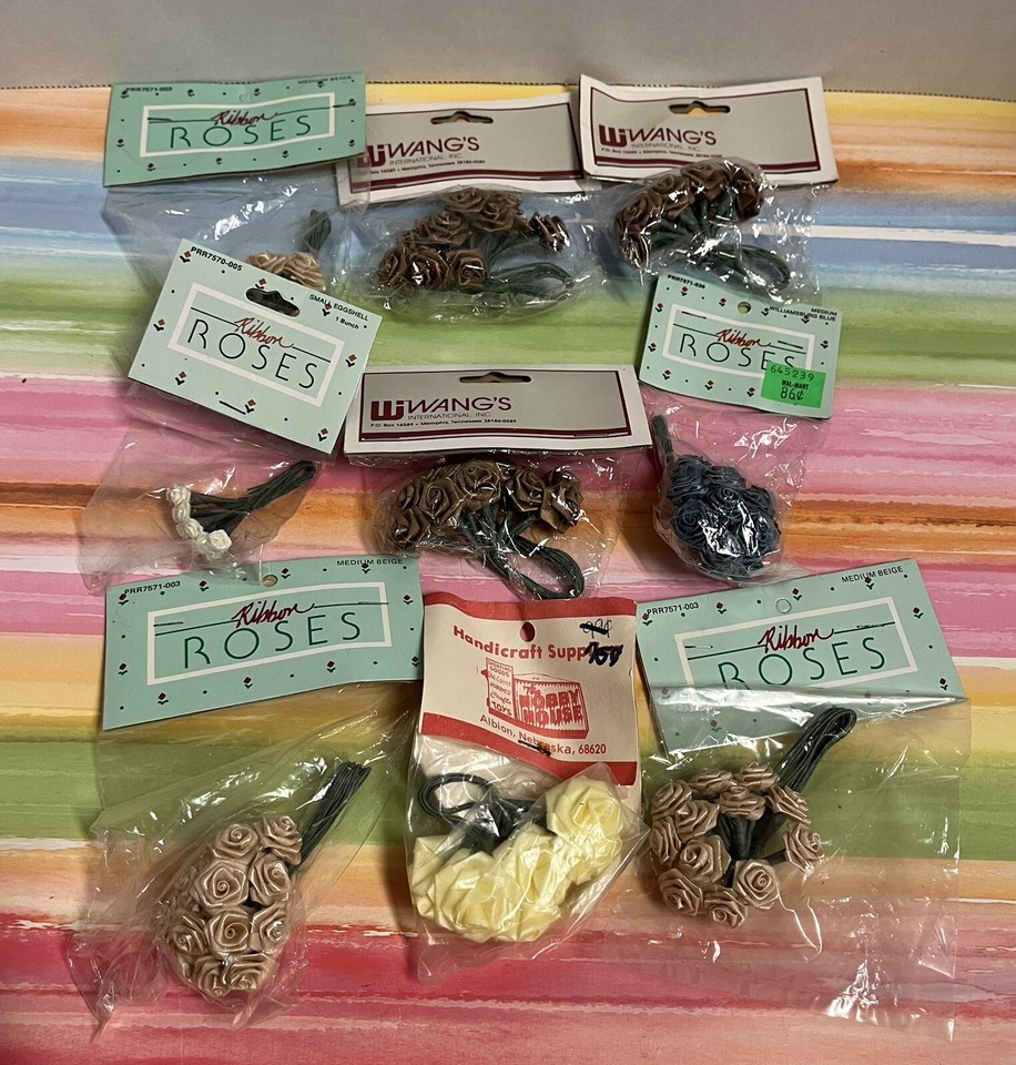 large mixed lot mini satin ribbon roses picks | eBay