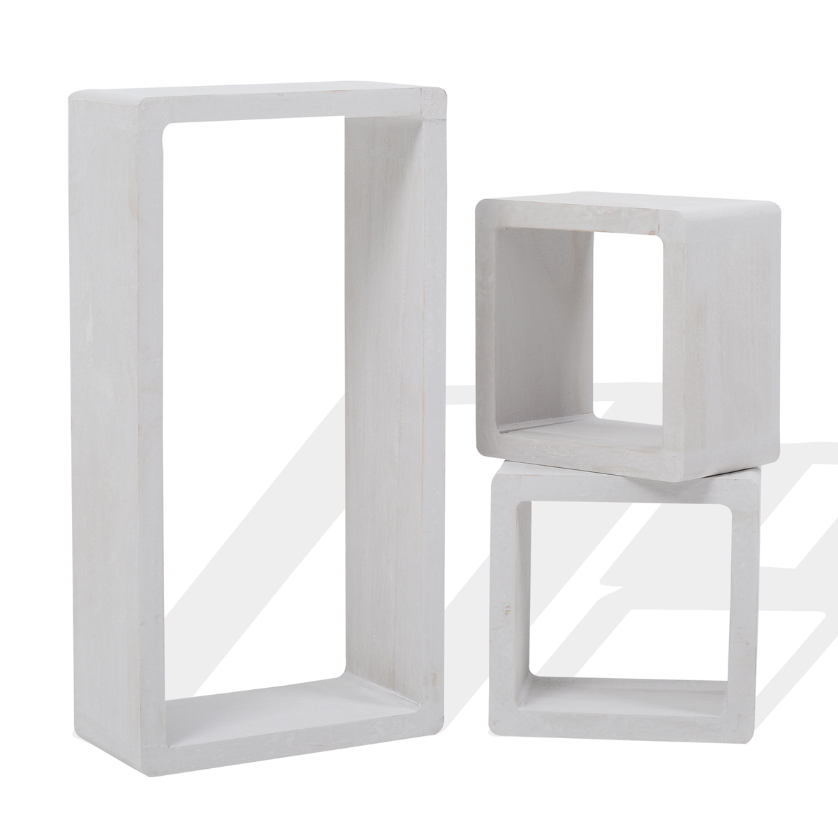 Mobili Rebecca Set 3 Shelves Storage Rectangle Cubes Wood White Shabby ...