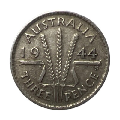 VINTAGE AUSTRALIAN COIN THREE PENCE 1944 WW2 PRE DECIMAL MONEY | eBay