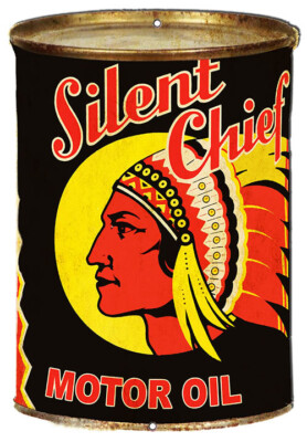 Silent Chief Motor Oil Can Cut Out Metal Sign. | eBay