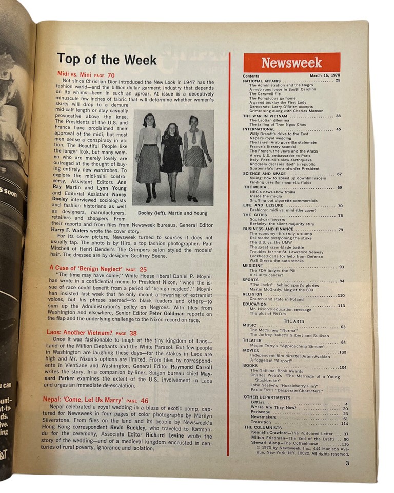 Newsweek Midi vs Mini (Women Fashion), A Case of 'Benign Neglect', Mar ...