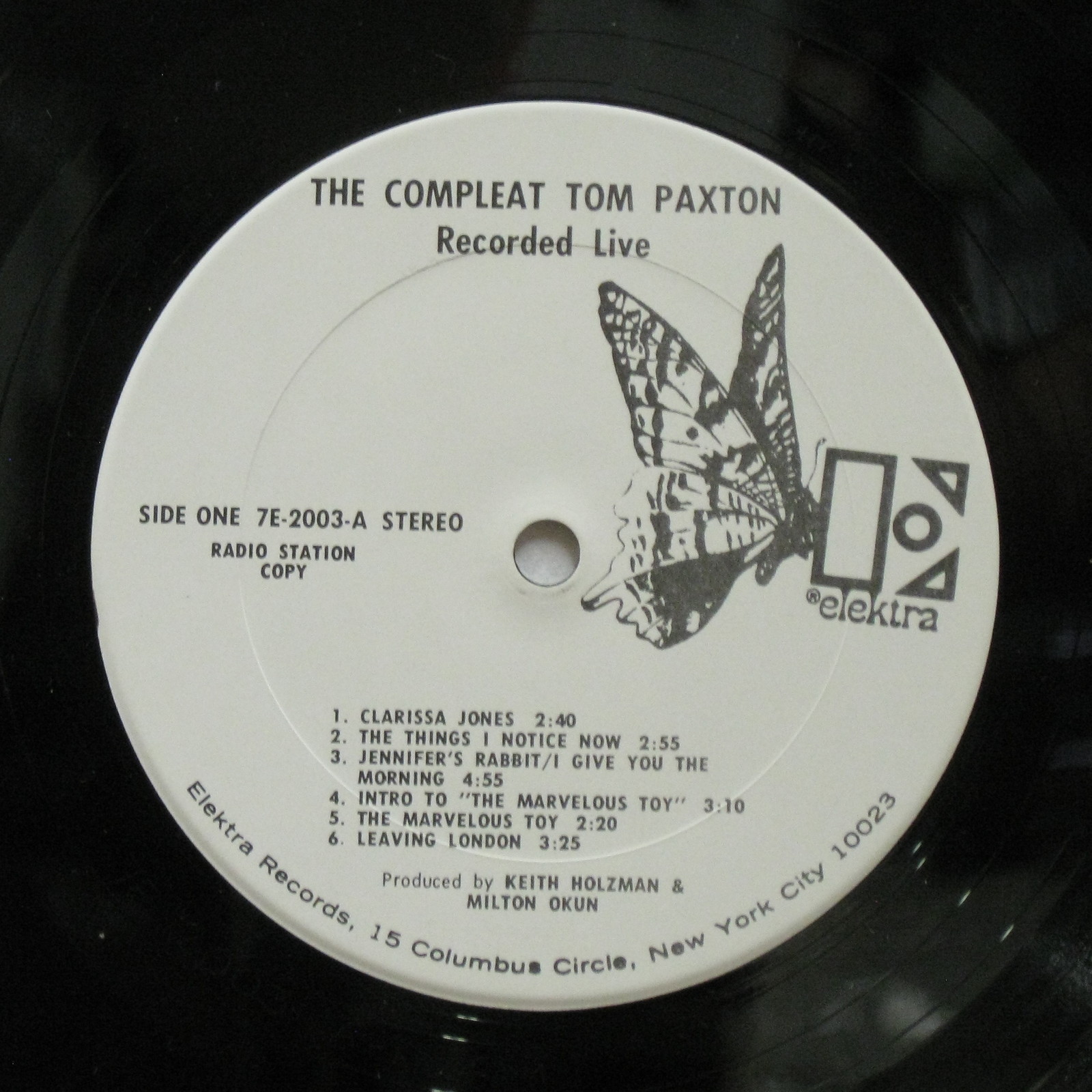 The Compleat TOM PAXTON 1971 US White Label Promo LIVE LP Folk SINGER ...