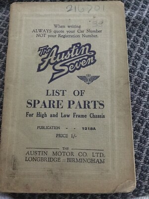 Austin Seven original illustrated Parts List Publication. No 1218A | eBay