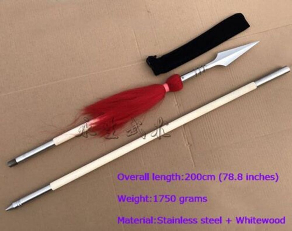 Handmade Chinese Kung Fu Spear Sword Stainless Steel Blade Detachable ...