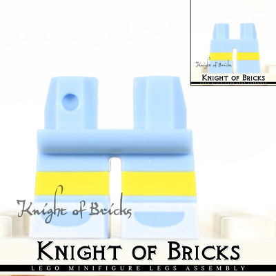 LEGO Minifigure Legs BRIGHT LIGHT BLUE Horizontal YELLOW Stripes Female ...